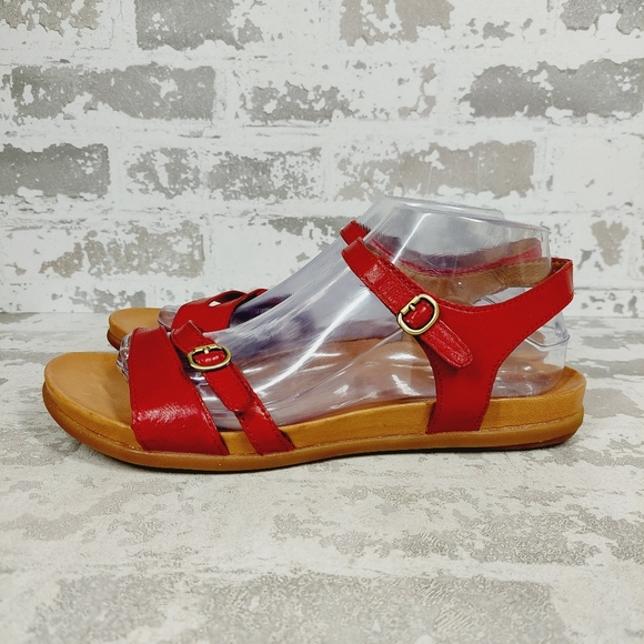 Dansko | Shoes | New Dansko Janelle Red Glazed Kid Leather Sandals M934 ...